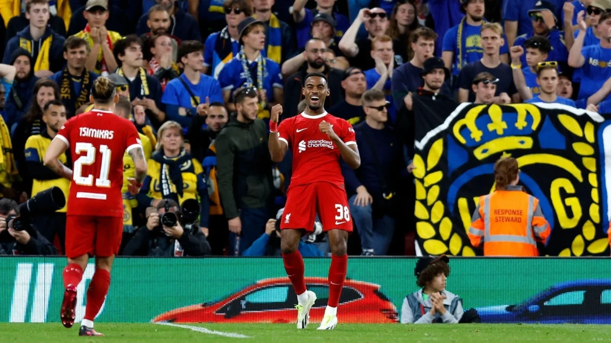 Ryan Gravenberch's debut goal helps Liverpool secure Europa League win