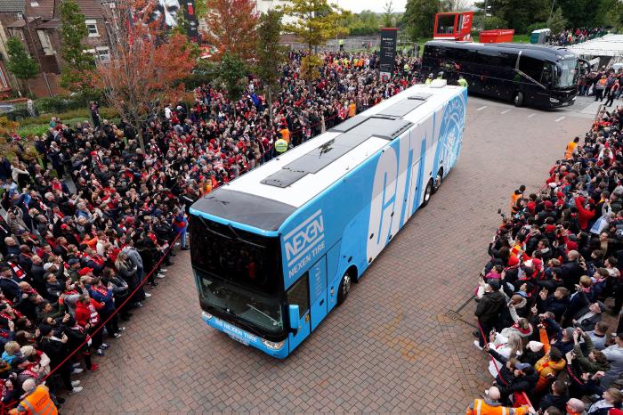 Merseyside police say Manchester City's team bus was allegedly damaged ...