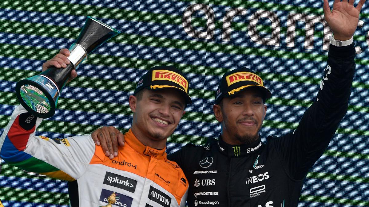Lando Norris celebrates 'best podium' of his career with second place ...